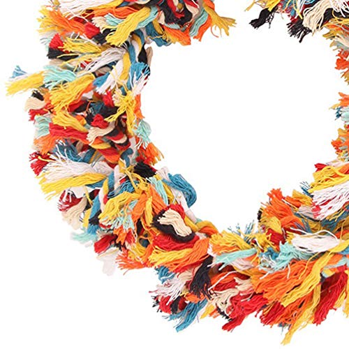 Balacoo Bird Swings Cotton Rope Hanging Perch Wreath Parrot Bite Toy Bird Beak Grinder Stand Ring Xmas Tree Ornament for Parakeets Cockatiels Macaws Finches