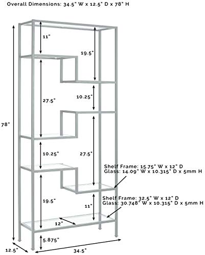 Crosley Furniture Sloane Modern Glass Etagere, Matte Black
