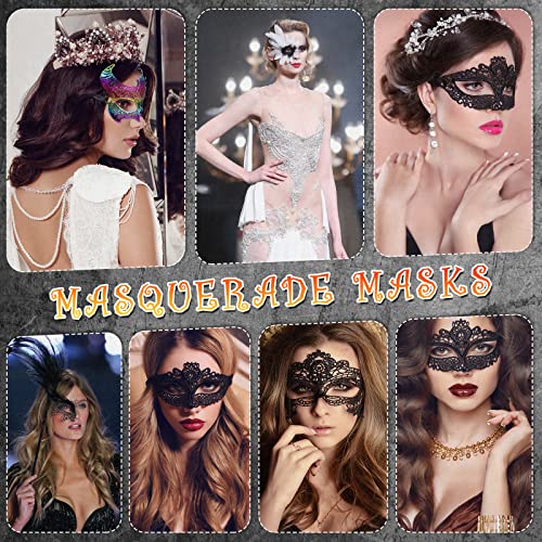 50 Pieces Lace Mask Masquerade Venetian Eyemask Women Flexible Masks for Masquerade Carnival Ball Birthday Halloween Costume (Multi Color)