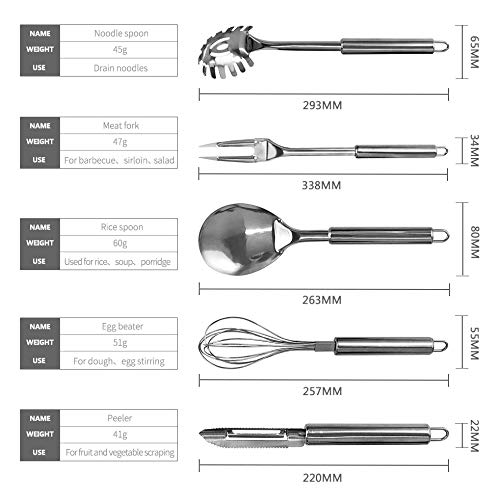 13 Pcs Stainless Steel Kitchen Utensils Spoon Skimmer Shovel Spatula Meat Fork Whisk Cooking Utensils Tableware