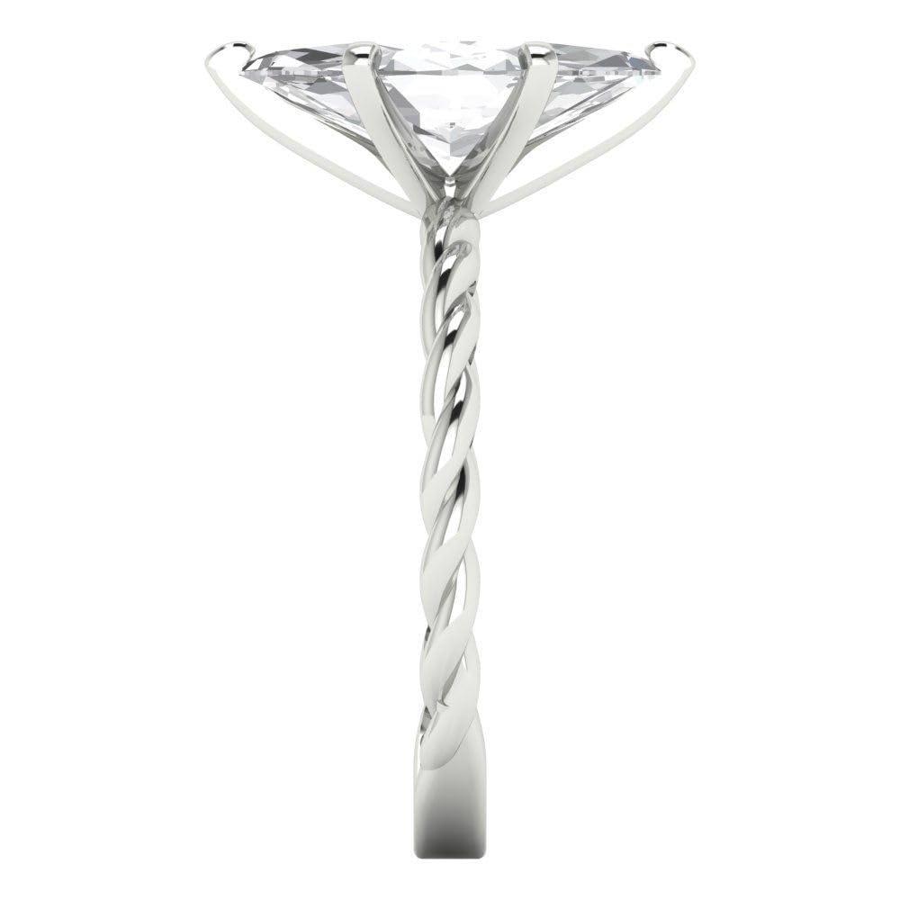 2 Ct Brilliant Marquise Cut Clear Simulated Diamond 14K White Gold Solitaire Engagement Promise Bridal Ring Size 6.25