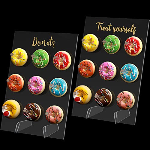 2 Pack Donut Stand Donut Display Wall Stand for Dessert Table Clear Acrylic Donut Holder Stand for Wedding Birthday Treat Holiday Gathering Party (13.78 x 9.84 Inch)