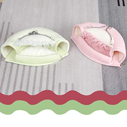 Balacoo Rat Hamster Bed Tunnel Winter Warm Fleece Small Pet Squirrel Hedgehog Chinchilla Rabbit Guinea Pig Bed House Cage Nest Hamster Accessories (Pink, Size S)