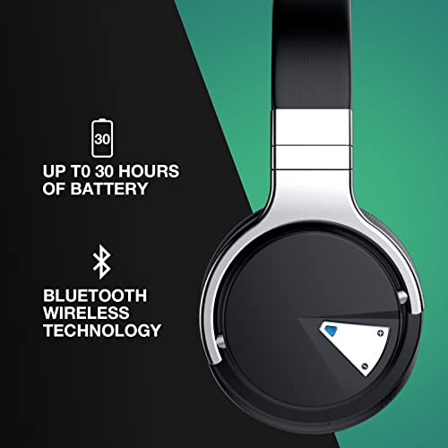 Audonia E7 Wireless Headphones with Mic Deep Bass, Bluetooth Headphones Over Ear, Hi-Def Audio, Comfortable Memory Foam Ear Cups with 30H Playtime for Travel, Home - Titanium Black