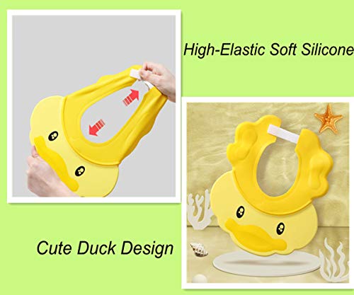 Baby Shower Cap for Kids Bath Visor Adjustable Toddler Shower Cap Multi-Purpose Bathing Cap for Protect Infants Toddler Eyes Ears (Yellow