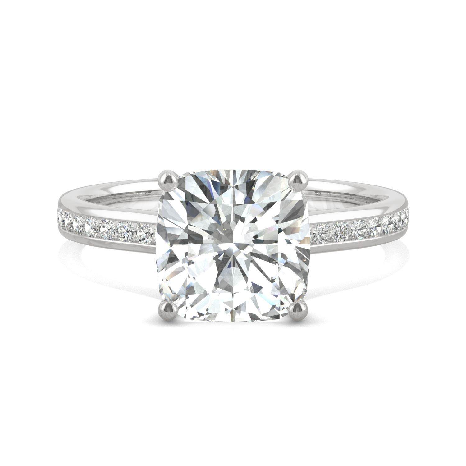 14K White Gold Moissanite by Charles & Colvard 8mm Cushion Engagement Ring-size 6.5 2.58cttw DEW
