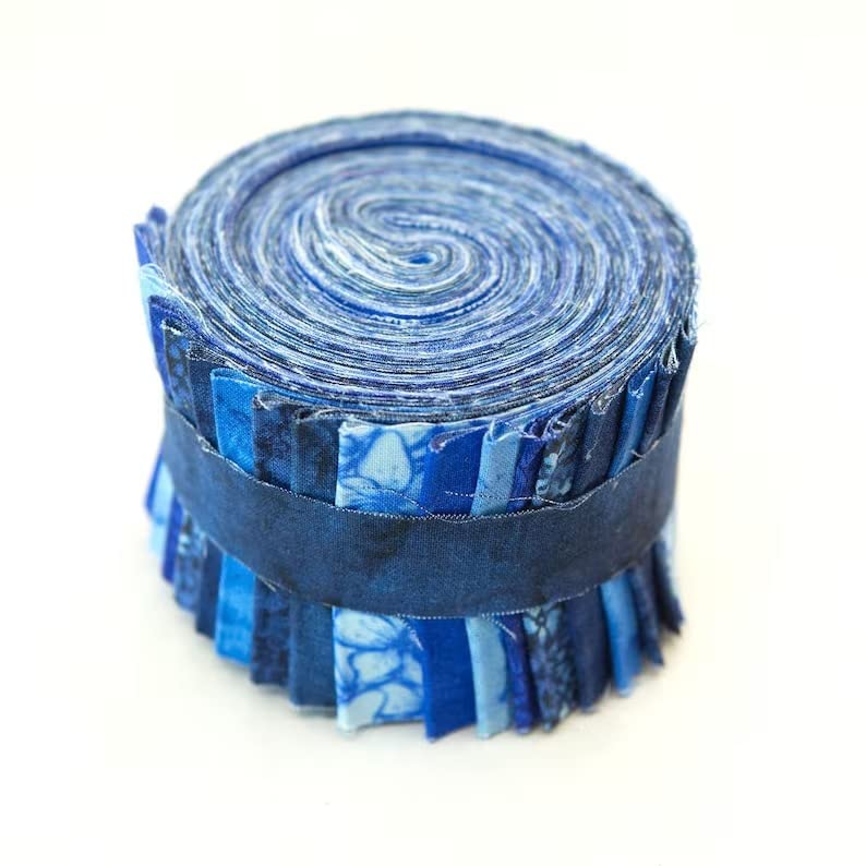 18 Pieces Fabric Cute, Beautiful New It's All Blue Jelly Roll 2.5 inch pre-Cut, Cute 100% Cotton Fabric Quilting Strips 2.5"