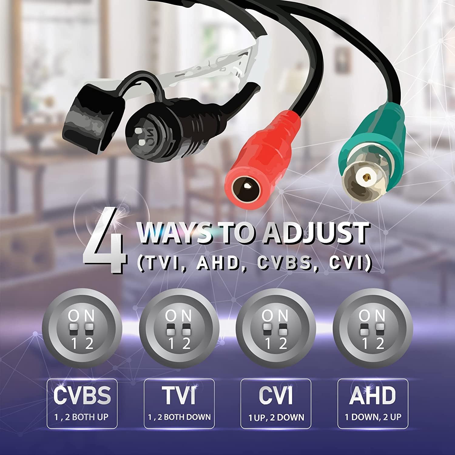 Marquis 5MP 24/7 Full-Color HD TVI/CVI/AHD/CVI 4 in 1Turret Dome CCTV Security Camera, Indoor Outdoor Color Night Vision Waterproof Analog Surveillance Camera 2.8mm Lens
