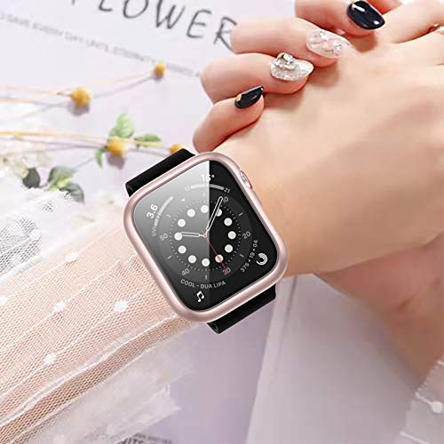 Haojavo 12 Pack Case Compatible for Apple Watch 44mm SE(2022) Series 6/5/4/SE(2019) Tempered Glass Screen Protector, Full Hard PC Scratch Resistant Bumper Protective Cover for iWatch Accessories