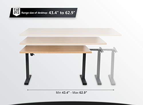 FEZIBO Height Adjustable Standing Desk Frame, Electric Standing Desk Legs for 43.4 inches to 62.9 Inches Desk Tops, Sturdy Stand up Desk Base for Workstation,Black (Frame Only)