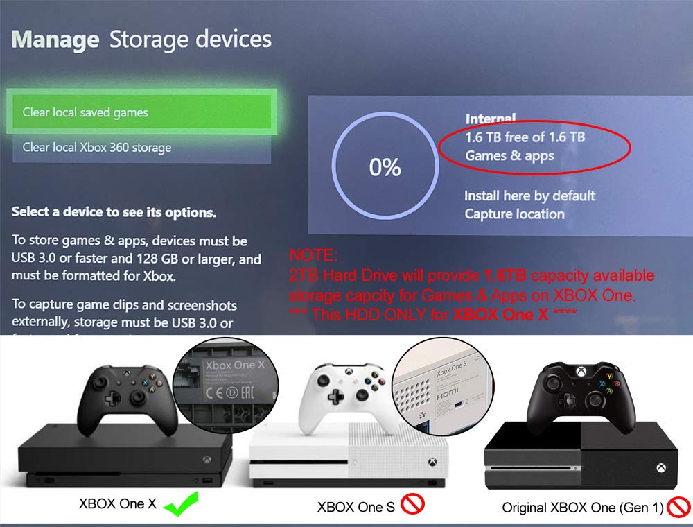 MaxDigitalData Gaming HDD 2TB 128MB Cache SATA 6Gbps 2.5inch Internal Hard Drive (Pre-Formatted for Xbox One X & Firmware Installed)