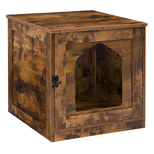 HOOBRO Cat Litter Box Enclosure, Hidden Litter Box Furniture, Enclosed Cat House Side Table, Cat Washroom with Door, Enlarged Cat Litter Cabinet for Fat Orange Cat, Nightstand, Rustic Brown BF01MW01