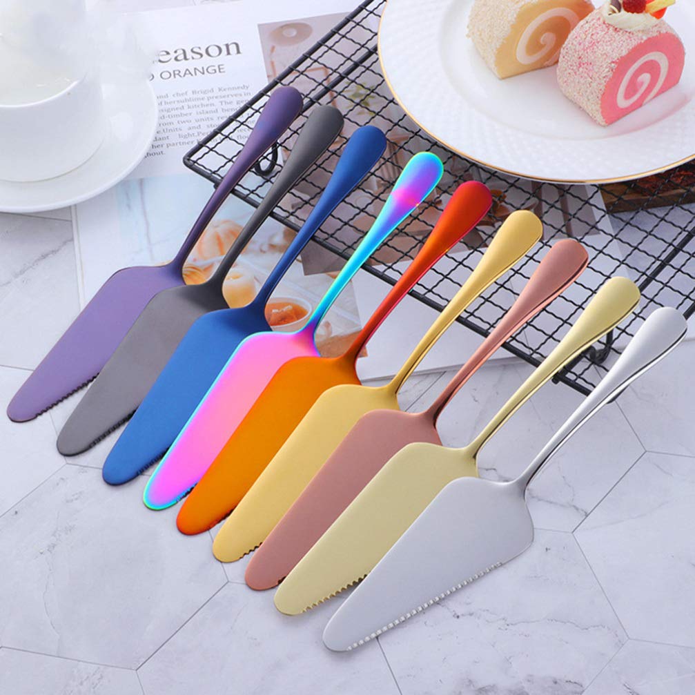 Dough Cutter Cake Pie Pastry Servers, Stainless Steel Cake Serving Onside with Fine Serrated, Simple Serrated Cake Shovel, Baking Tool for Kitchen Home Wedding (Rose Gold) Baking Shovel