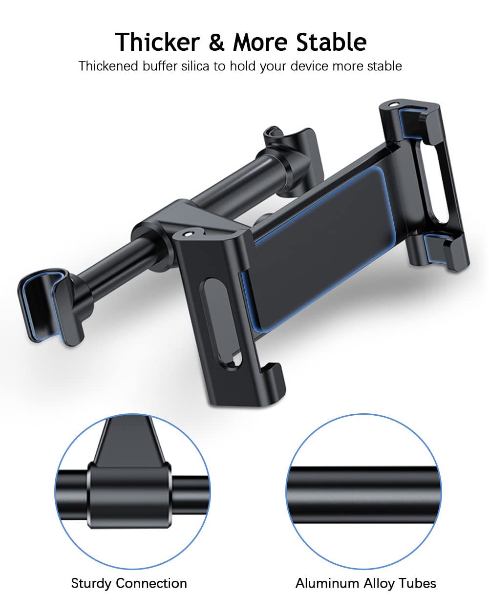 simr Car Headrest Tablet Mount Holder Car Back Seat Tablet Stand for Kids, Compatible with iPhone 14 13 12 Pro iPad Air Pro Mini Galaxy Tab Kindle Fire HD, 4.7-12.9 inch Devices (Black)