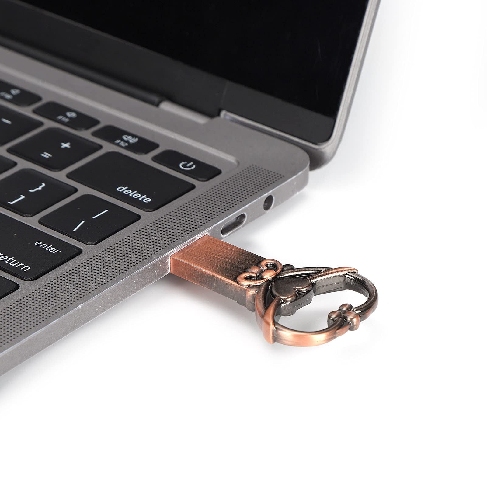 USB 2.0 Flash Drive, Waterproof Heart Shaped USB Memory Stick Pen Drive, Retro Novelty USB Storage Flah Drive Thumb Drive, Gift for Kids, Friends, Teachers(128GB)