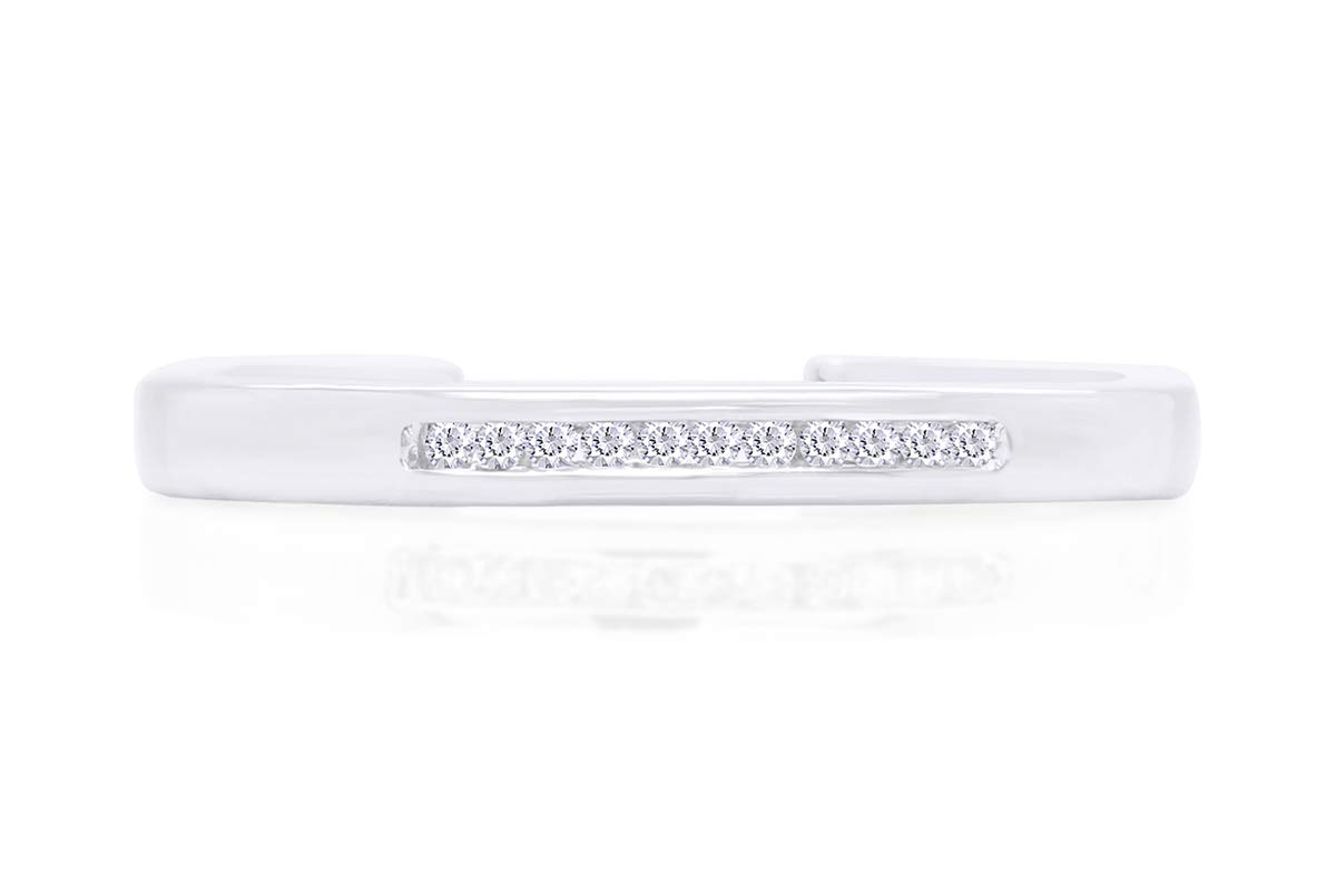 14k White Gold Over Sterling Silver Channel Set Round White Natural Diamond Accent Toe Ring Adjustable