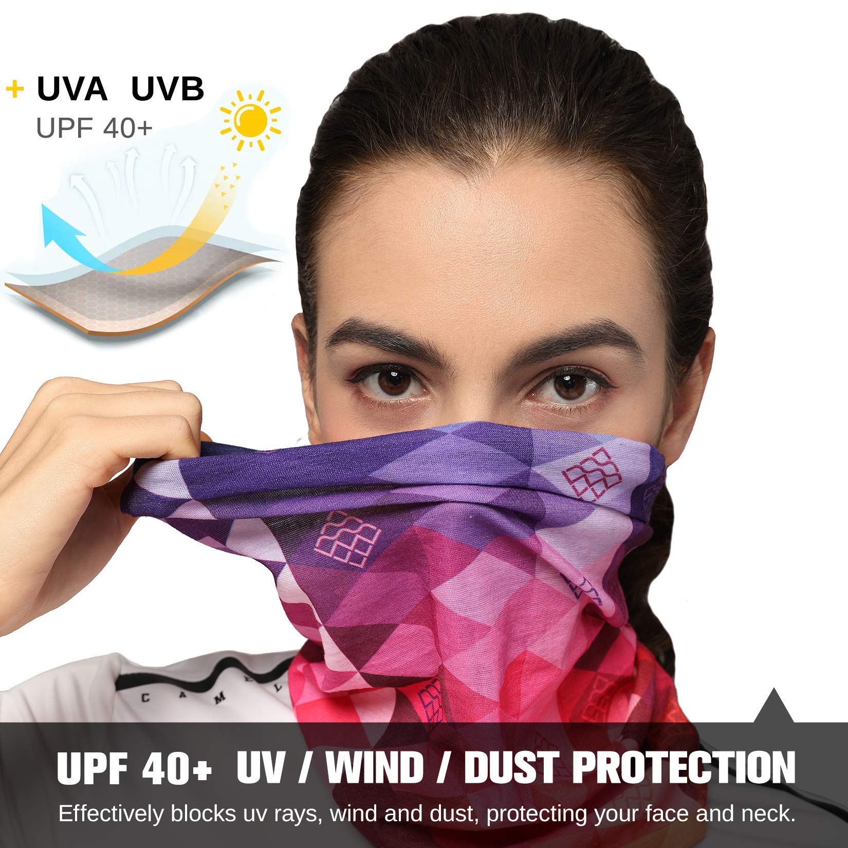 2 Pack Face Mask Reusable Cloth Washable Bandana Dust Mask Neck Gaiter Fabric Fishing Mask Face Cover Scarf Balaclava