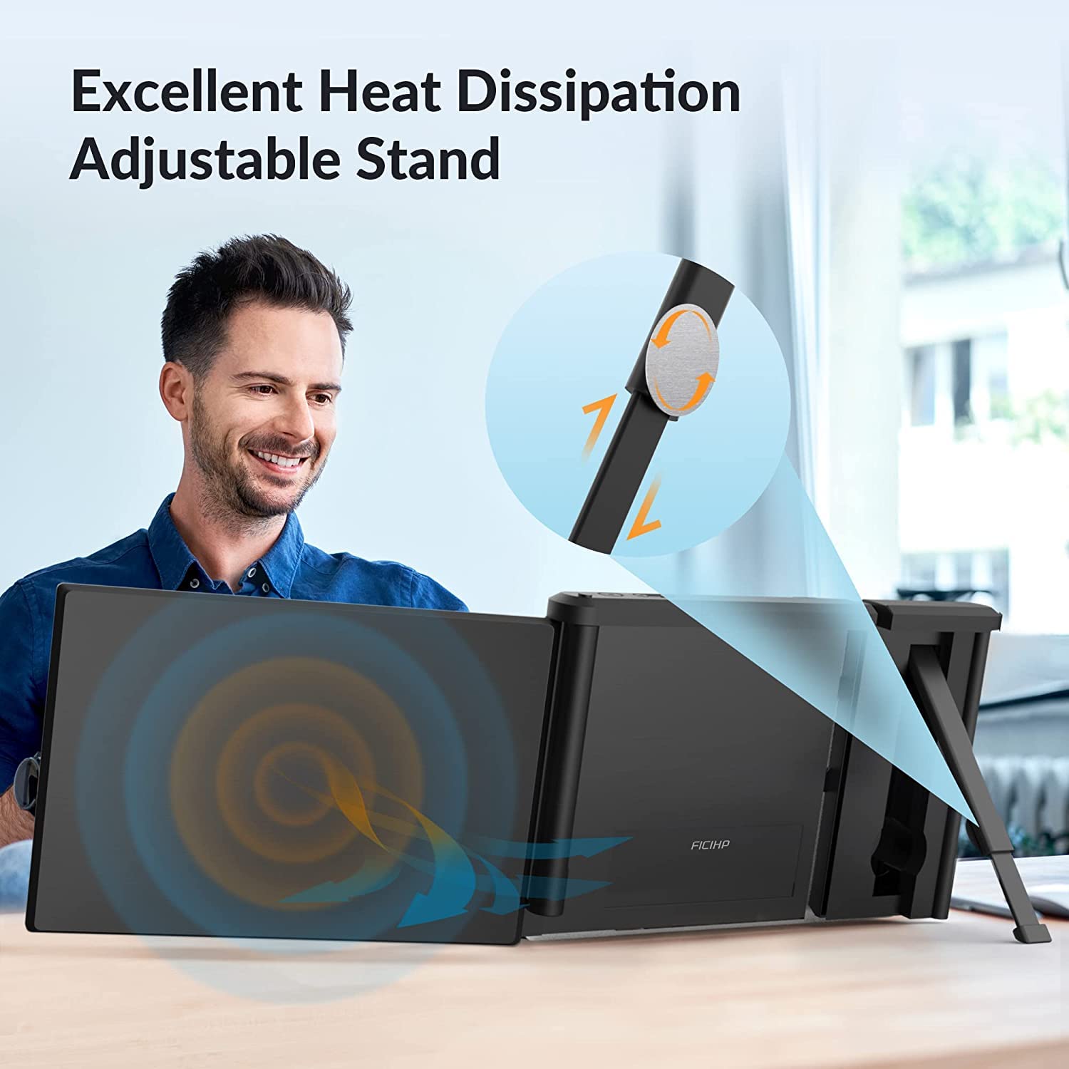 13.3" Laptop Screen Extender for M1 MacBook One Cable Plug&Play, Cooling System Triple Portable Monitor for Laptop with USB C HDMI, Monitor Attachment for Laptop Frame 13-16 inch Mac/Android