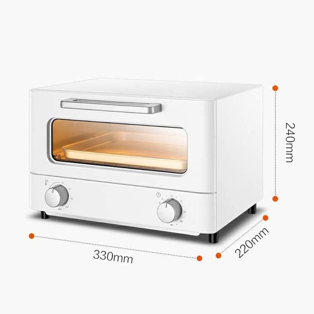 12L Mini Oven Electric Cooker and Grill, Home Baking Small Oven Timer Double Glass Door Convection Toaster Oven Happy Life