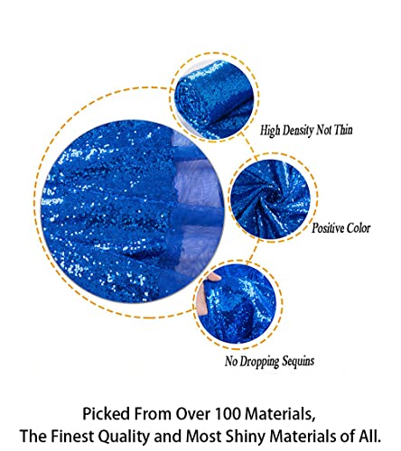 Fabric by The Yard 1 Yard Royal Blue Sequin Fabric Glitter Embroidery Fabric by The Yard Material for DIY Sewing Curtain Backdrop Tablecloth Table Linen Runner Clothes (Royal Blue)