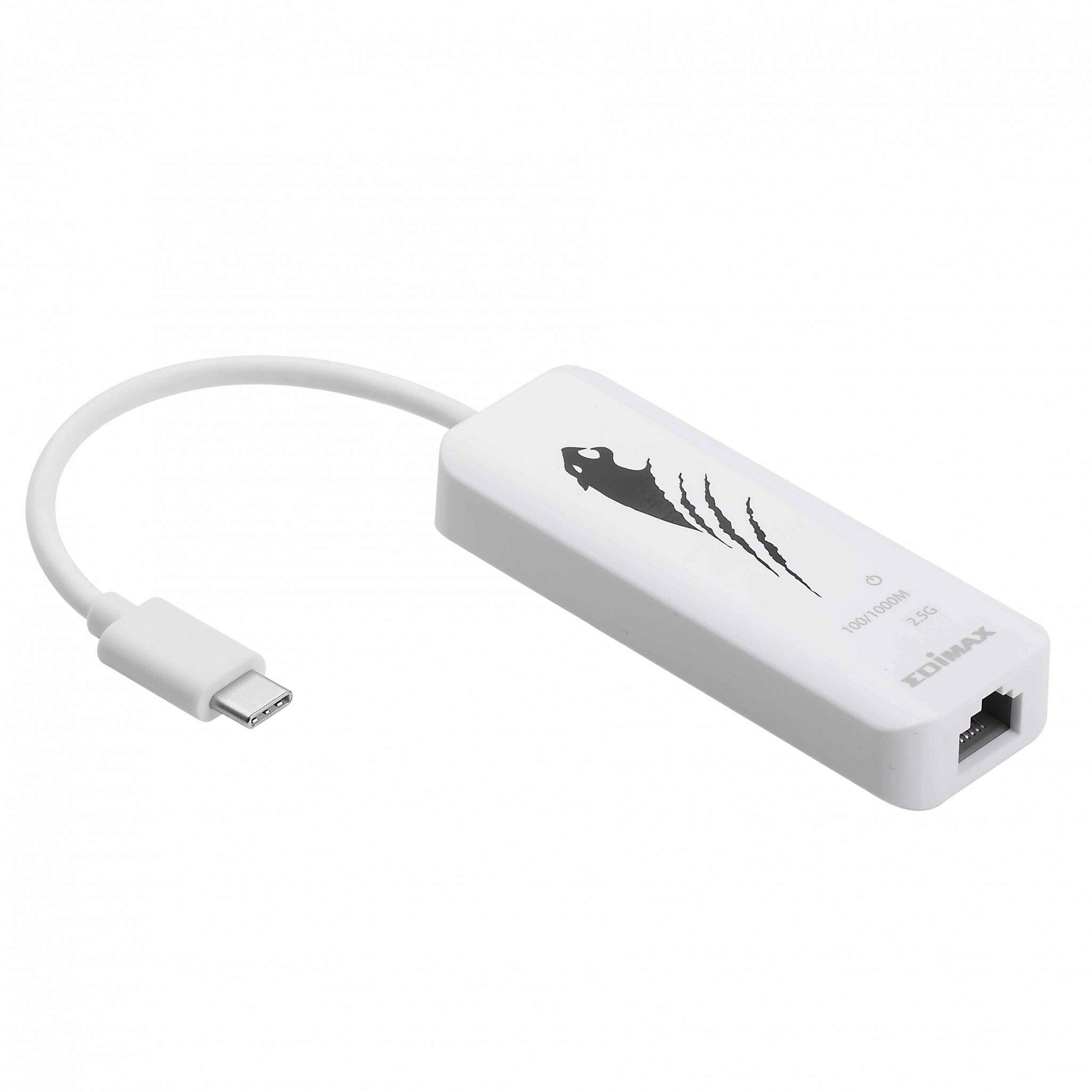 Edimax USB-C 2.5Gbps Ethernet LAN Adapter, USB 3.1 Type-C to RJ45 Gigabit Network LAN Converter, 2.5Gbps/1Gbps/100Mbps, Plug and Play, Windows, MacBook Pro/Air, iPad Pro and More, EU-4307