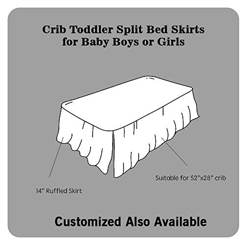 Crib Skirt Split Corners 100% Natural Cotton Crib Skirt Dust Ruffle 4 Sides Perfect Nursery Bedding for Baby Boy or Baby Girl, Fit All Standard Crib Dark Grey Solid - 28" x 52" 14" Drop