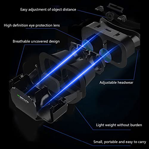 2022 Portable Vr Glasses Helmet 3D Glasses Virtual Reality for Smart Phone Headset Binoculars Video Game Movies Compatible with 4.0-7.0'' Smartphone 1Pcs