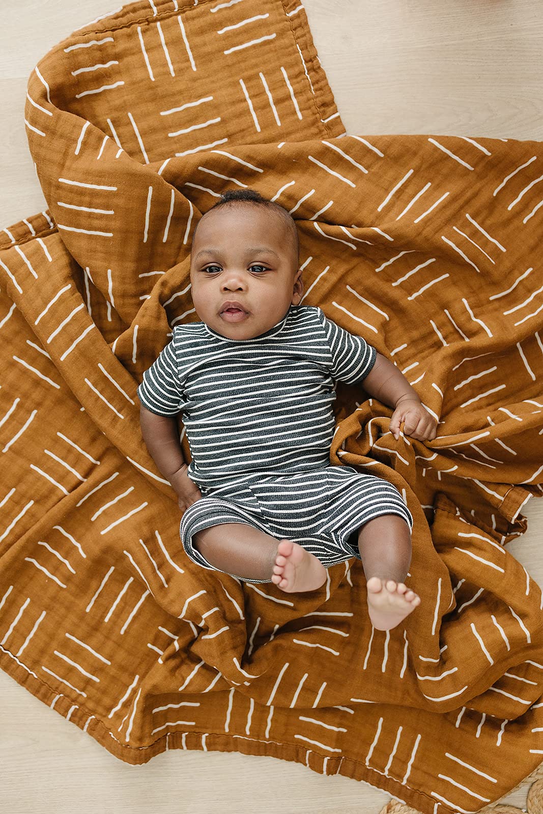 Mebie Baby Muslin Quilt (Mustard Mudcloth)