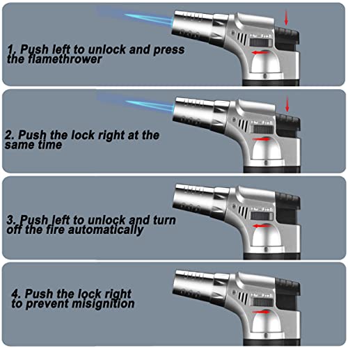2 Pack Blow Torch,Refillable Butane Torch Kitchen Cooking Torch Lighter with Safety Lock Adjustable Flame for Creme Brulee BBQ BakingāButane Gas Not Included (Black/Red)