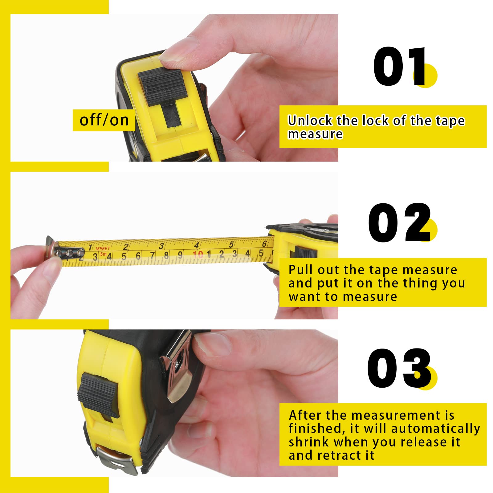 24 Pack 16 ft Retractable Tape Measure Tape Measure Bulk Self Locking Easy Read Measuring Tape Small Tape Measure Easy Read Tape Measure with Fractions 1/8 Measurement