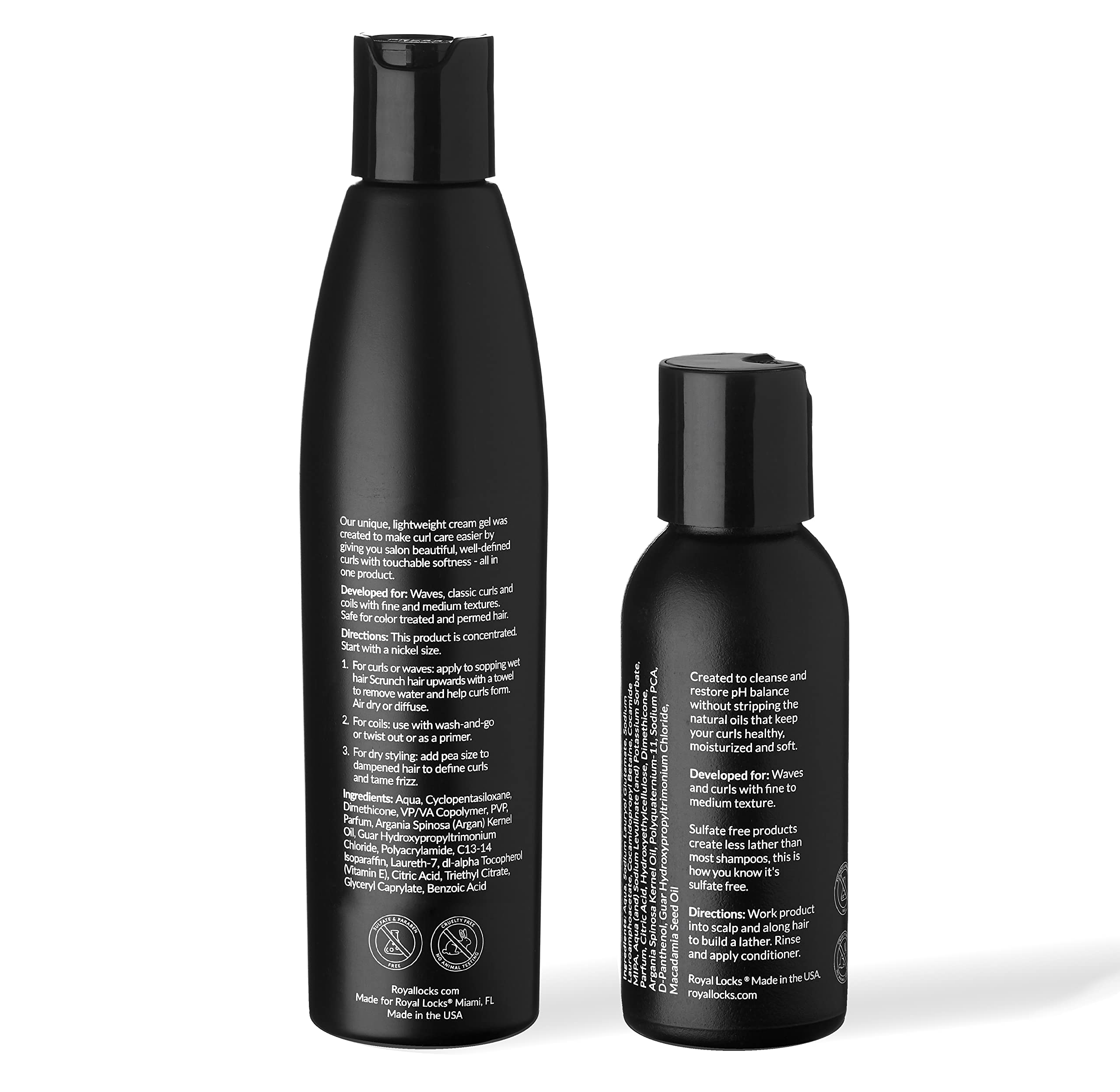 Royal Locks Pro Curl Cream Gel + Clean Curls Shampoo Trial - Lightweight Curl Defining Cream, plus Gentle Curl Friendly pH Balanced Cleansing (7.5 fl oz & 3 fl oz)