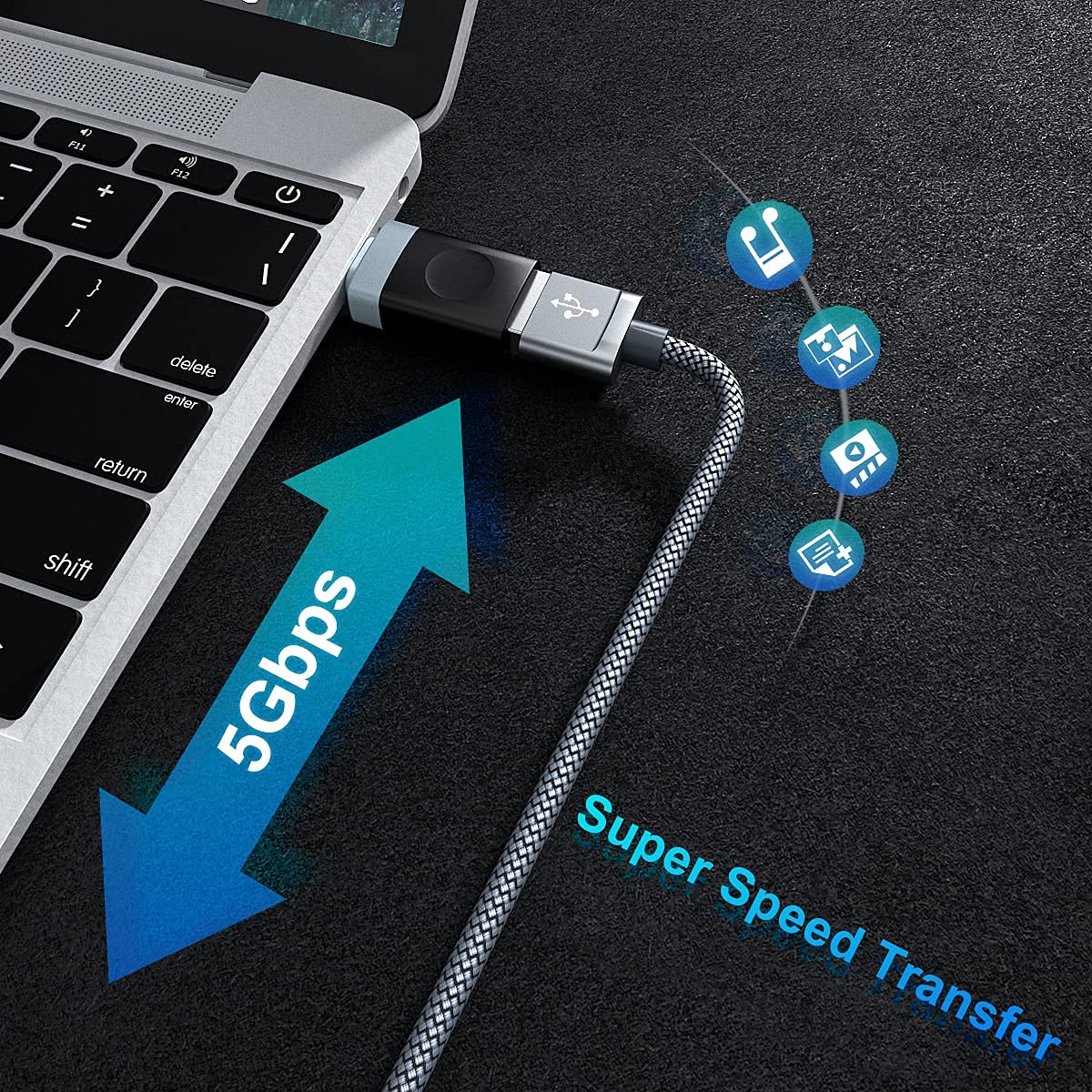 Basesailor USB C Female to A Male Adapter, Compatible with iPhone 11, 12 Mini, Pro Max, iPad Air 4, Samsung Galaxy Note 20, 21 Plus, Ultra (2 Adapters)