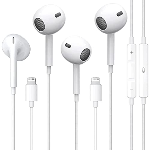 2 Pack Apple Earbuds with Lightning ConnectorăApple MFi Certifiedă Wired in-Ear Stereo Noise Canceling Isolating Headphones for iPhone 14/13/12/11/SE/X/XR/XS/8/7 (Built-in Microphone&Volume Control)