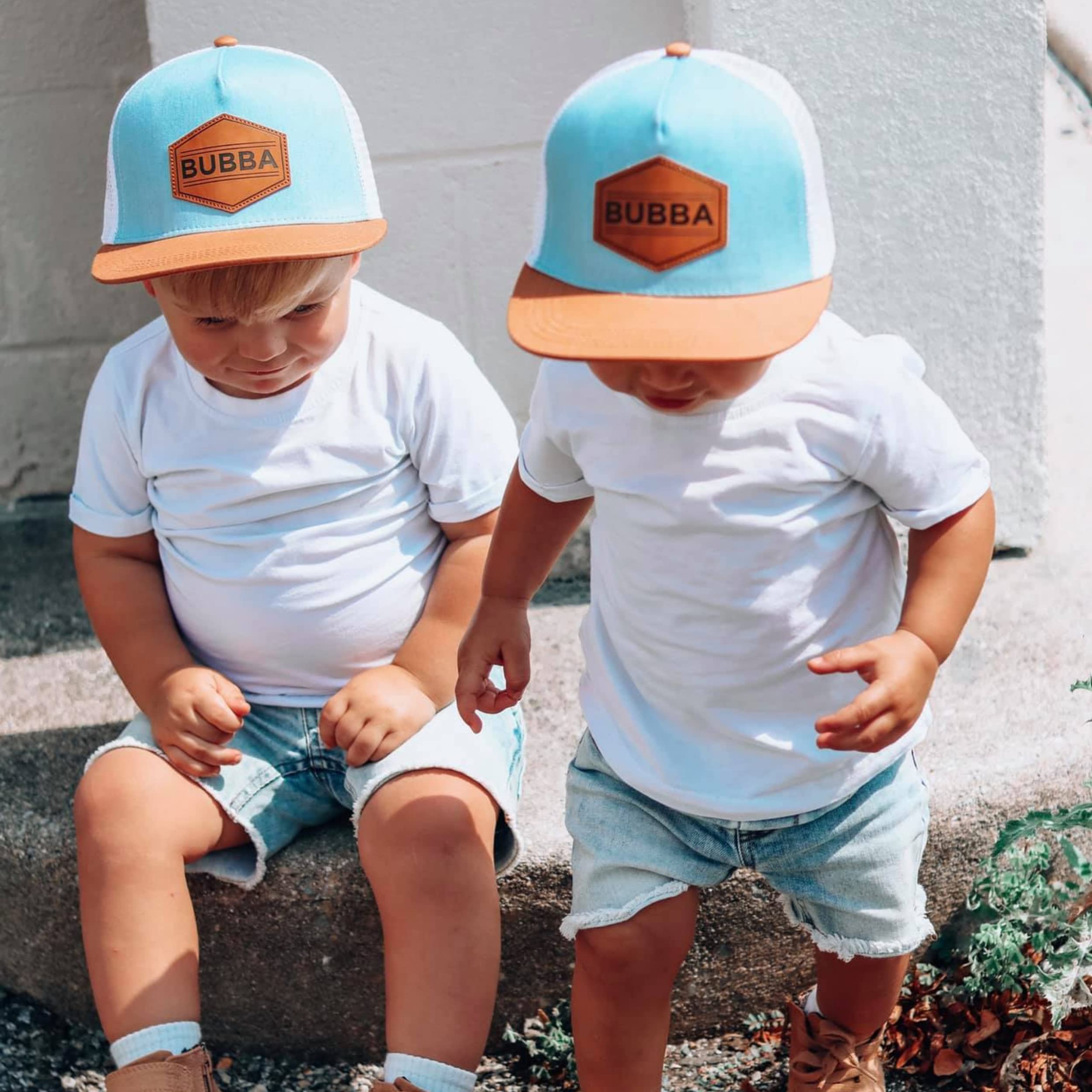 Knuckleheads Little Threads Toddler Boy Outfit/Snap Back/Baseball Hat - Baby Bubba Trucker Cap - Infant Newborn Youth Flat Brim Patch Sun Hat (M 2-5 Years, Bubba Blue)