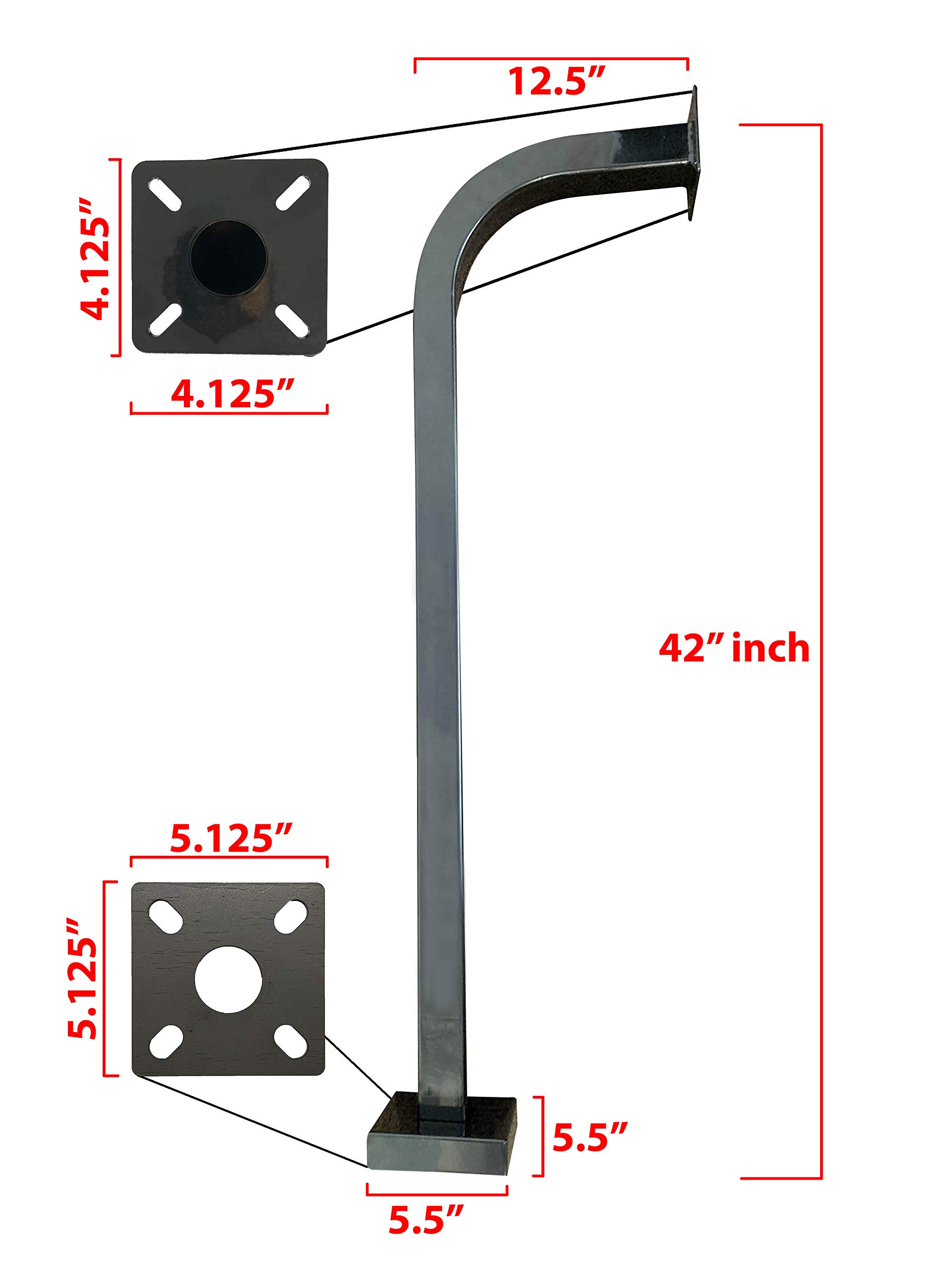 42” Pad Mount Gooseneck 2 Universal Heavy-Duty Steel Keypad Intercom Bolted Stand Curve Pedestal Slide Gate Post Offset Curb Mounts 13” Sweep for Card Readers and Access Control Keypads – Eagle EG088