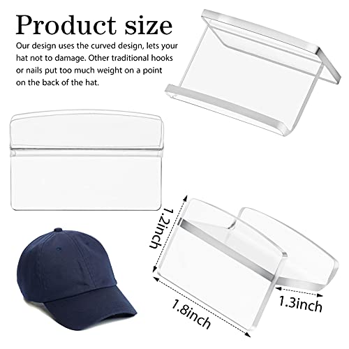 24 Pack Adhesive Hat Hooks for Wall Mounted Minimalist Hat Rack Design Hat Rack No Drilling Wall Hat Organizer Hold Hat Hangers Baseball Hat Hanging Hooks for Hats for Door, Closet, Bedroom (Clear)