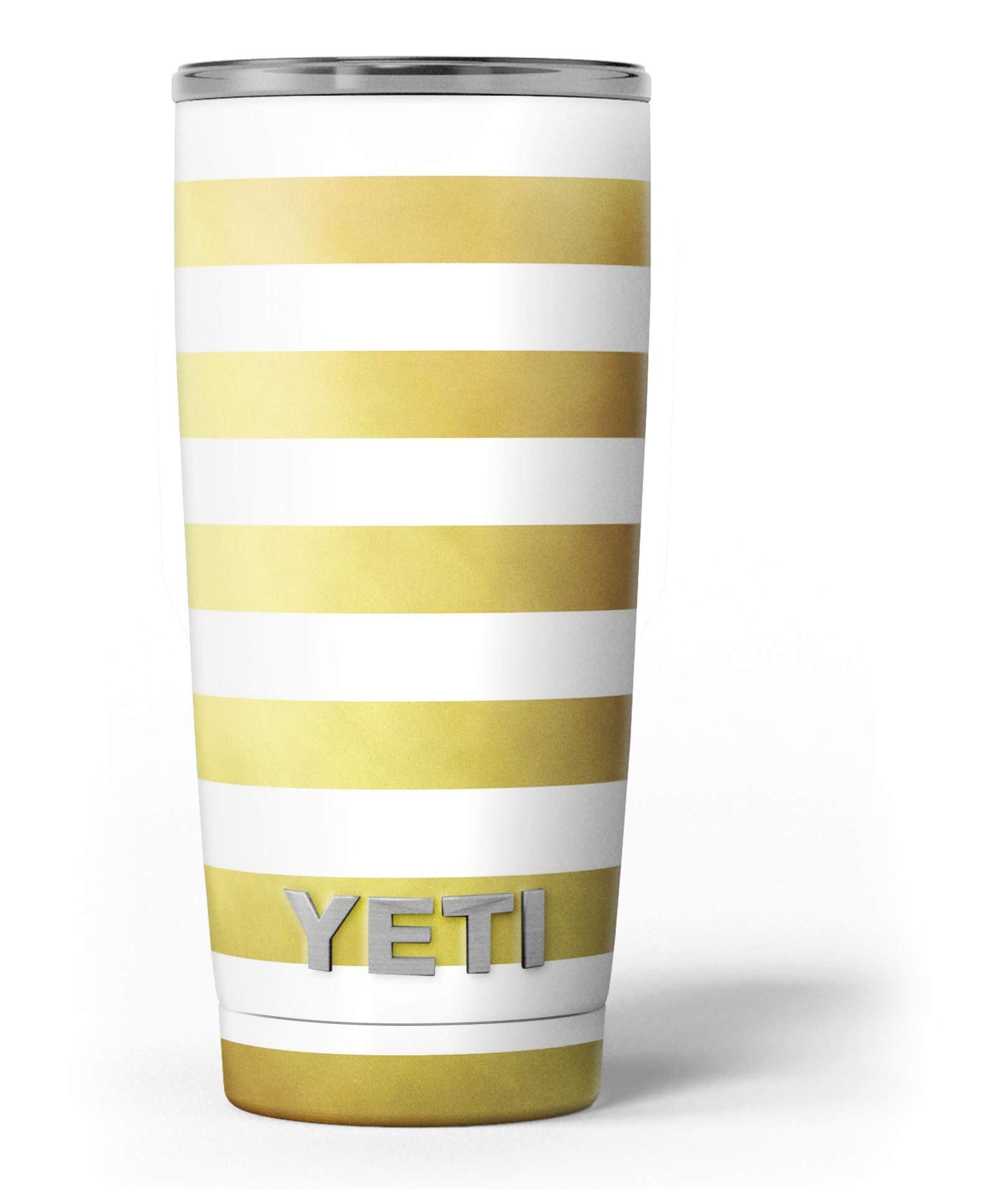 Design Skinz The Gold and White Horizontal Stripes - Skin Decal Vinyl Wrap Kit Compatible with The Yeti Rambler Cooler Tumbler Cups