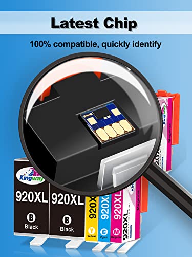 920XL Ink Cartridges of KINGWAY, Replacement for hp 920xl Ink cartridges Combo Pack to Work with Officejet 6500a 6500 6000 7500 7500a 7000 Printer (4 Black,2 Cyan,2 Magenta,2 Yellow,10-Pack)