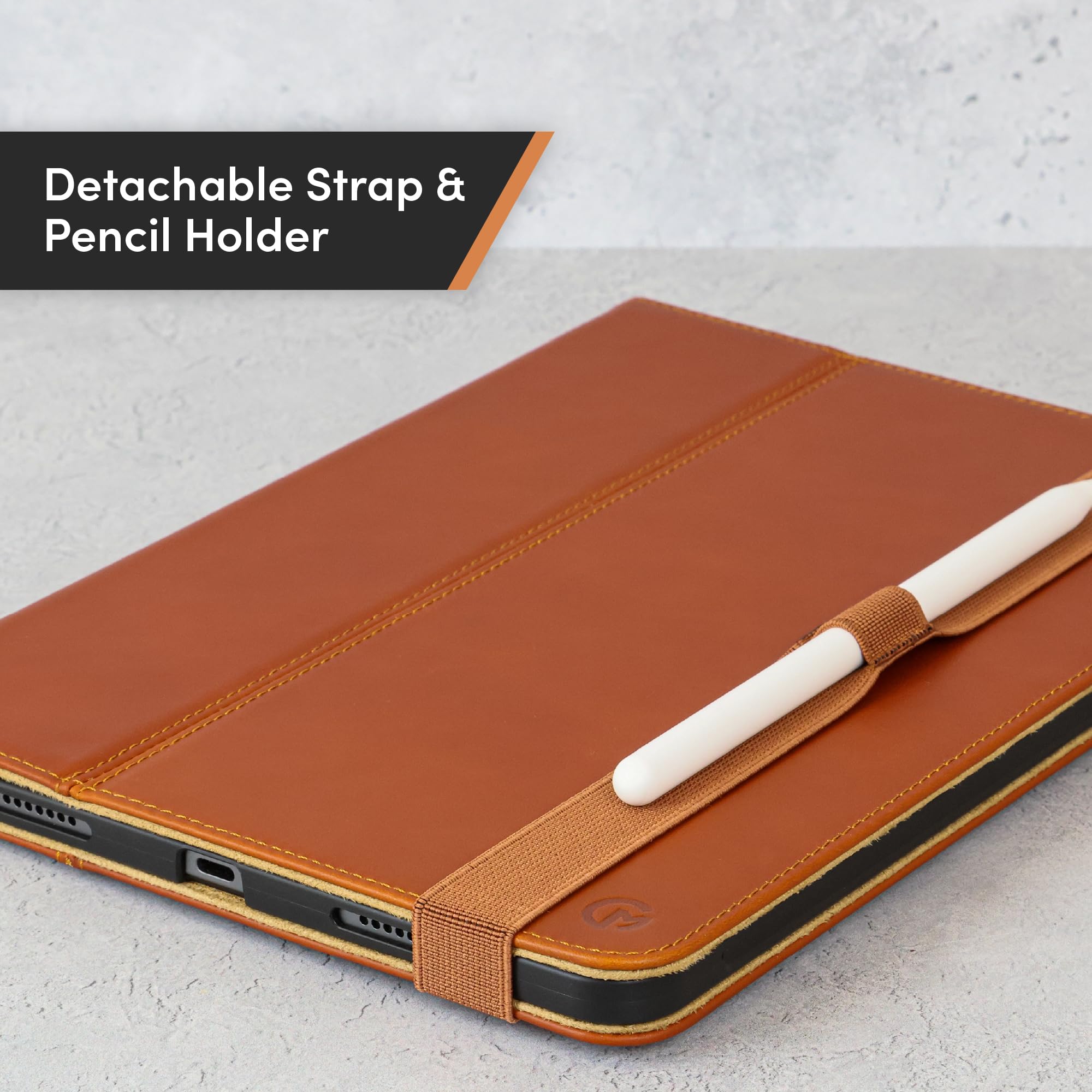 Casemade Real Leather Case Compatible with iPad Pro 11” 1st/2nd/3rd/4th Gen (2018/2020/2021/2022) - Full-Grain Leather Cover, Auto Sleep/Wake, Dual Stand Position (Tan)