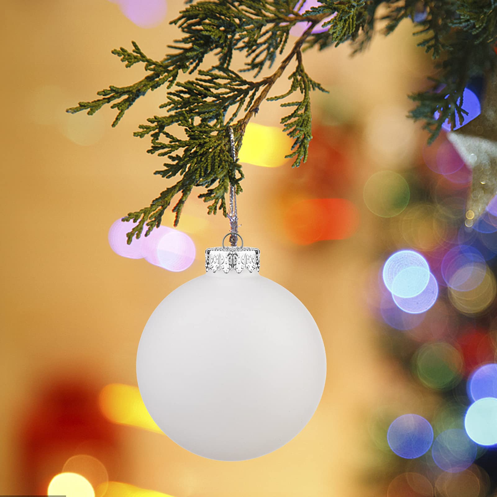 18PCS 1.8inch(45mm) Christmas Ball Ornaments for Christmas Decorations, Glass Ball Present for Xmas Trees and Wedding Party, Xmas Tree Decorations Set(White)