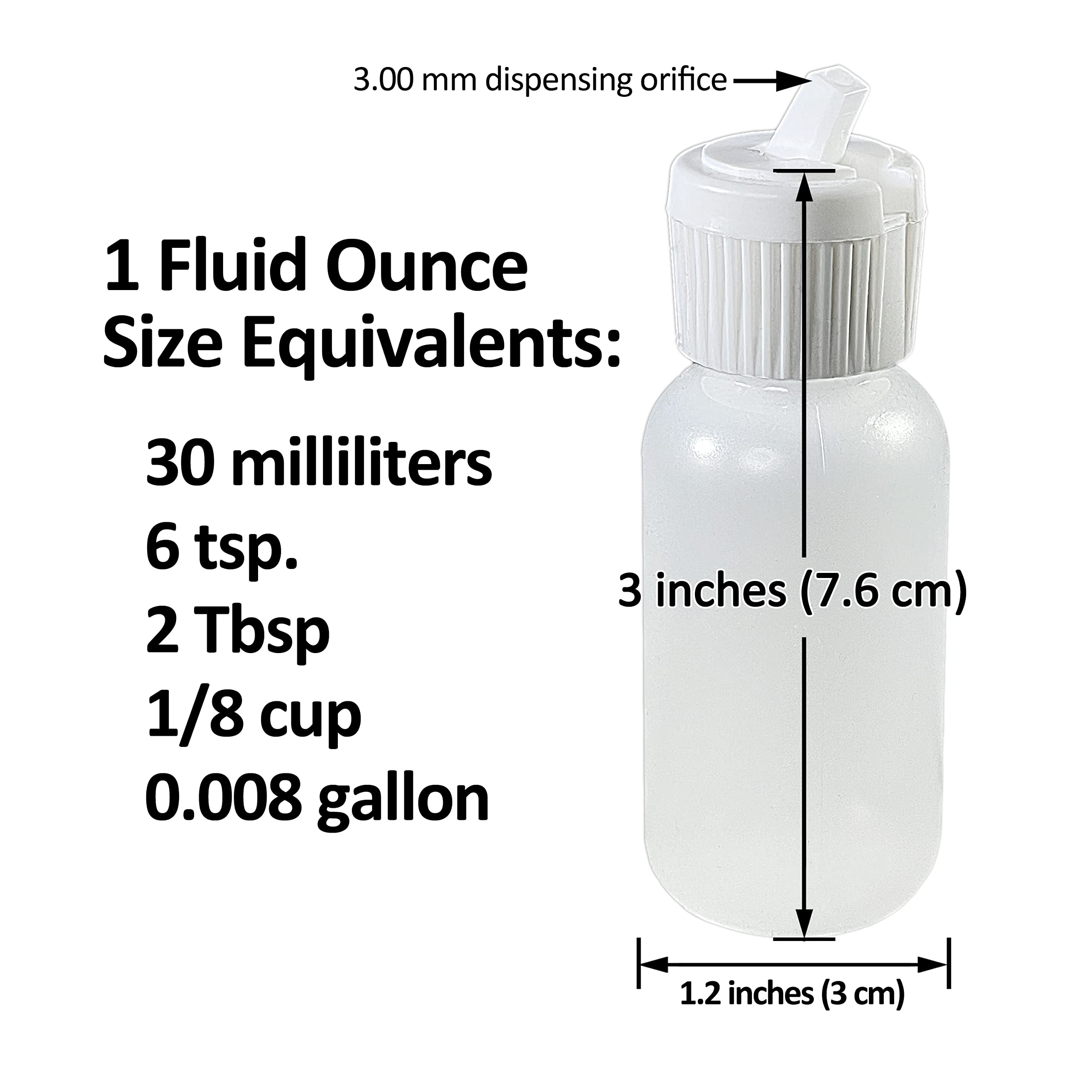 510 Central Boston Round LDPE Plastic Bottle Flip Top Pour Spout Cap 30mL (1oz, 4 Pack) Made in USA