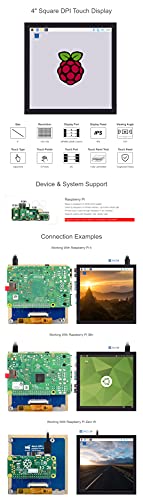 Iunius 4inch Square Capacitive Touch Screen LCD (C),for Raspberry Pi, 720×720, DPI, IPS, Toughened Glass Cover, Display DPI666 262K Colors,Low Power