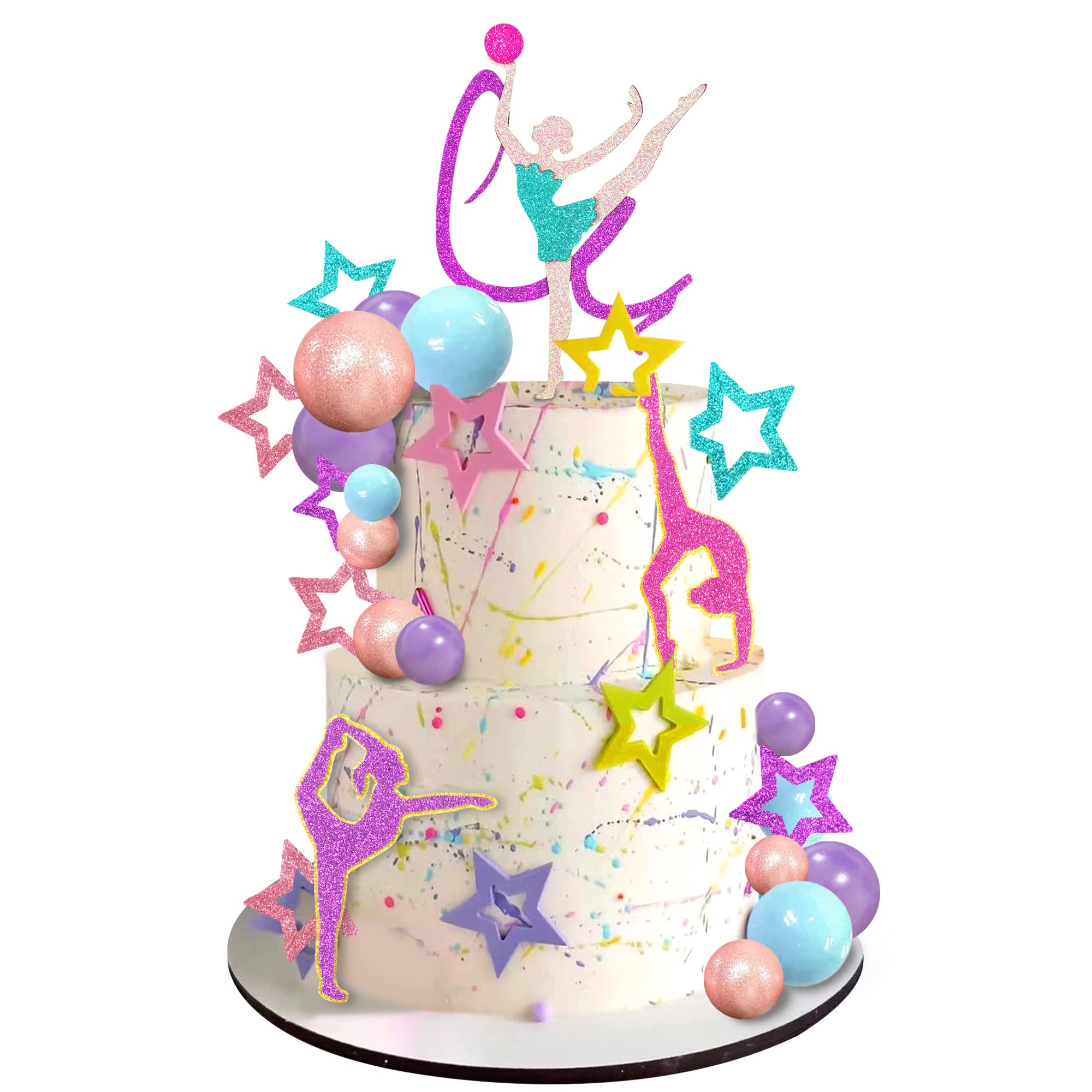 27 PCS Gymnastics Cake Toppers Balls Cake Decoratios Gymnastics Birthday Party Decorations for Girls Gymnastic Theme Birthday Party Baby Shower Supplies (Gymnastic)
