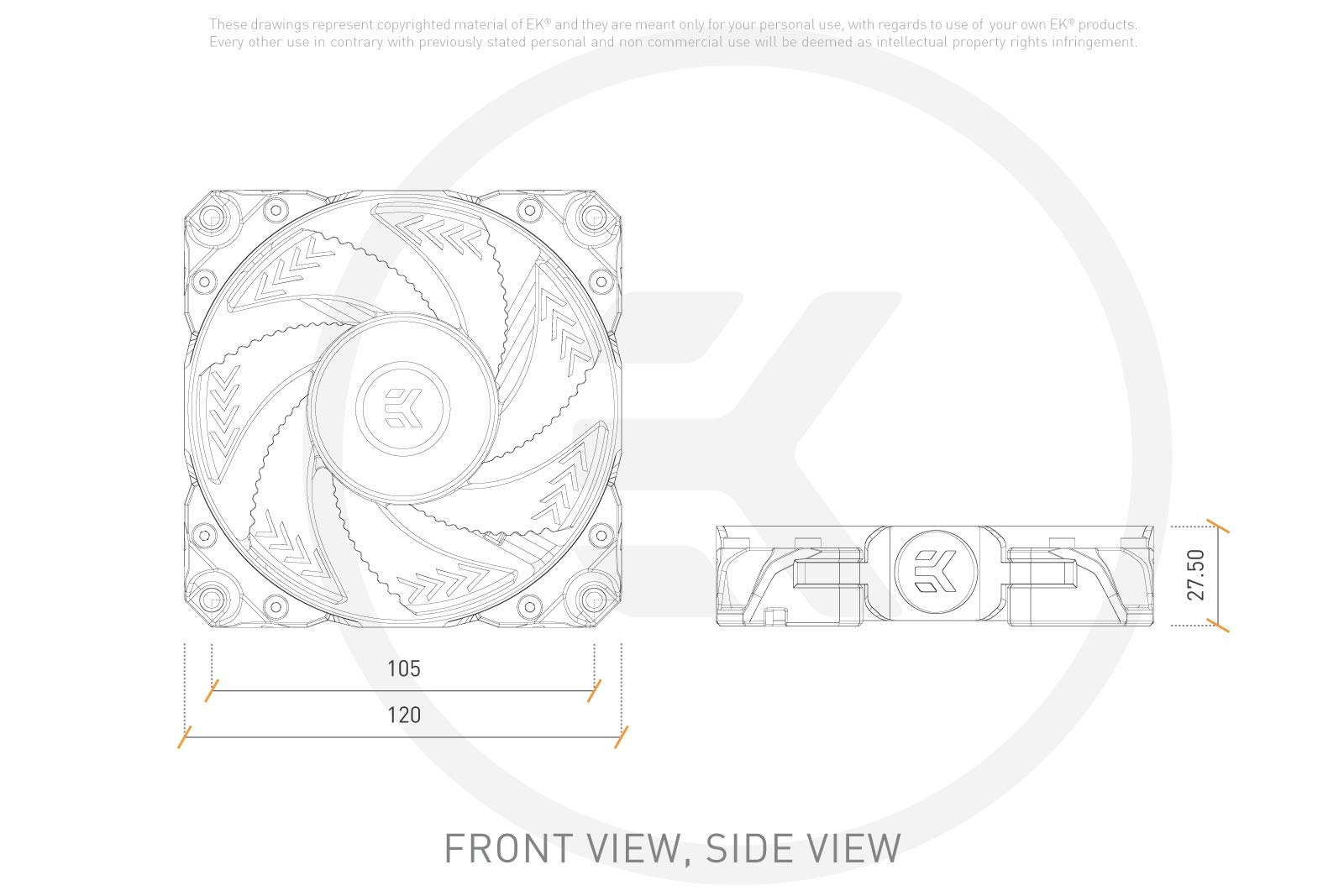 EK Water Blocks EK-Vardar X3M 120mm (500-2200 RPM) Fan - White