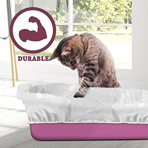 Alfapet Cat litter box liners, Elastic bags liners, 20 Count For Large, X-Large, Giant, Extra-Giant Size litterbox- With Sta-Put Technology for Firm, Easy Fit- Quick + Clever Waste Cleaners, Pack of 2