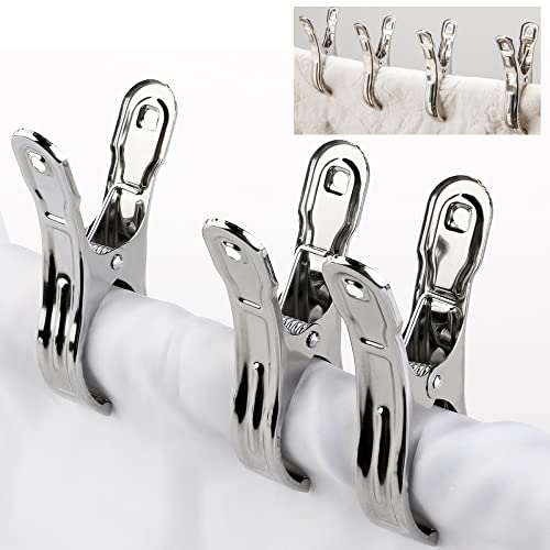 6pcs Stainless Steel Large Beach Towel Clips Clothespins Clothes Pegs Clothes Hanger Clamp Storage Organization Clip Hanger