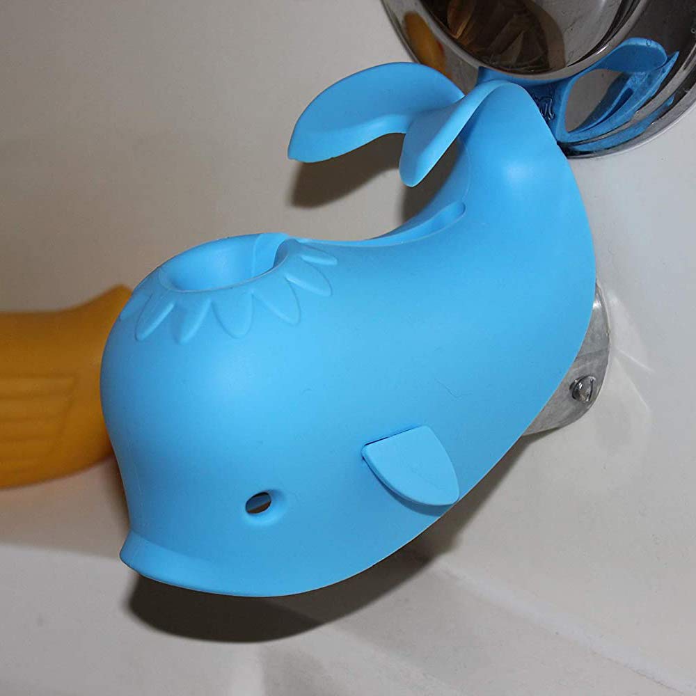 Bath Spout Cover for Bathtub - Protects Baby from Bumping Head During Bathing Time Baby Faucet Cover Universal Faucet Protective Cover Whale Design(Blue)