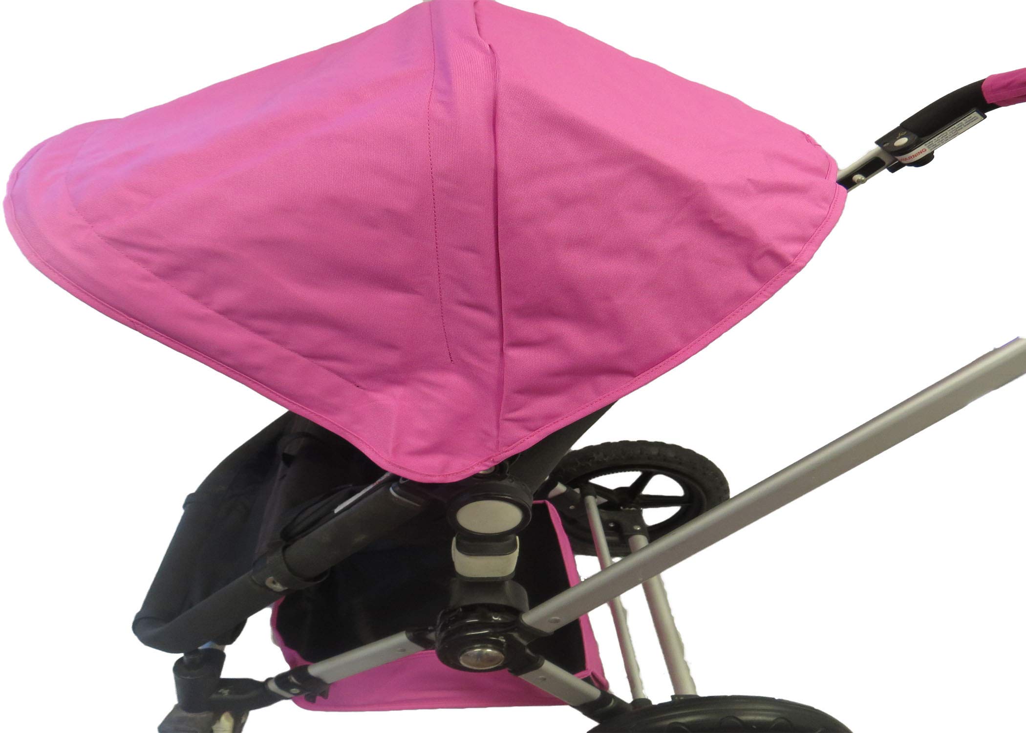 Pink Sun Shade Canopy and Large Under Seat Storage Basket Plus Free Handle Bar Covers for Bugaboo Cameleon 1, 2, 3, & Frog Baby Child Strollers