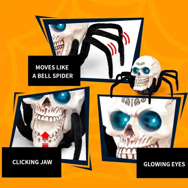 2023 Latest Halloween Skeleton Decor Remote Control Toy,Skull Tarantula Realistic Animal Toy, Spooky RC Spider Prank with Light Up Eyes, Great Hallowee Toy for Kids