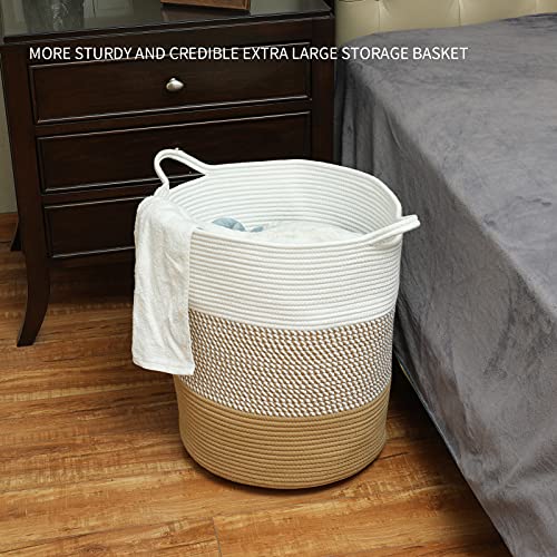 ZLG Cotton Rope Basket 14.15x18.1x15.94Inch Baby Laundry Basket Toy Storage Basket large baskets for blankets